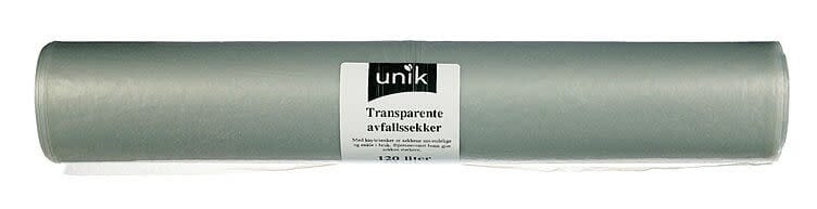 AVFALLSEKK TRANSPARENT 120L UNIK (10) - Skjeldestad Kontorspar Sogndal ...